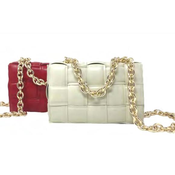 INZI | Bags | New Inzi Woven Chain Strap Pouch Bag In White | Poshmark